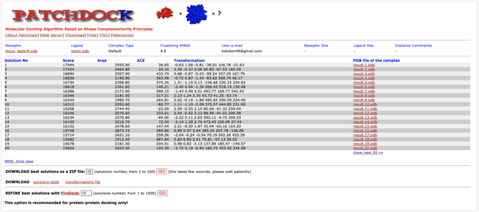 【分子ドッキング】PatchDockを使ったタンパク質-タンパク質ドッキング【in silico創薬】 - LabCode